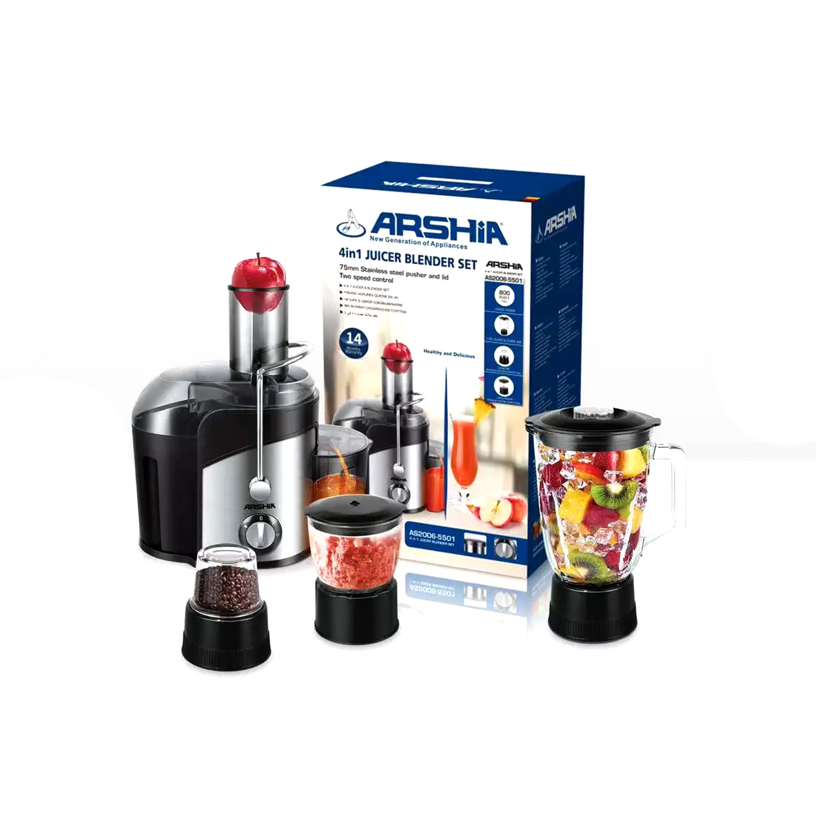 arshia juicer blender 4in1 800w china as2006-5501 – KK Mart