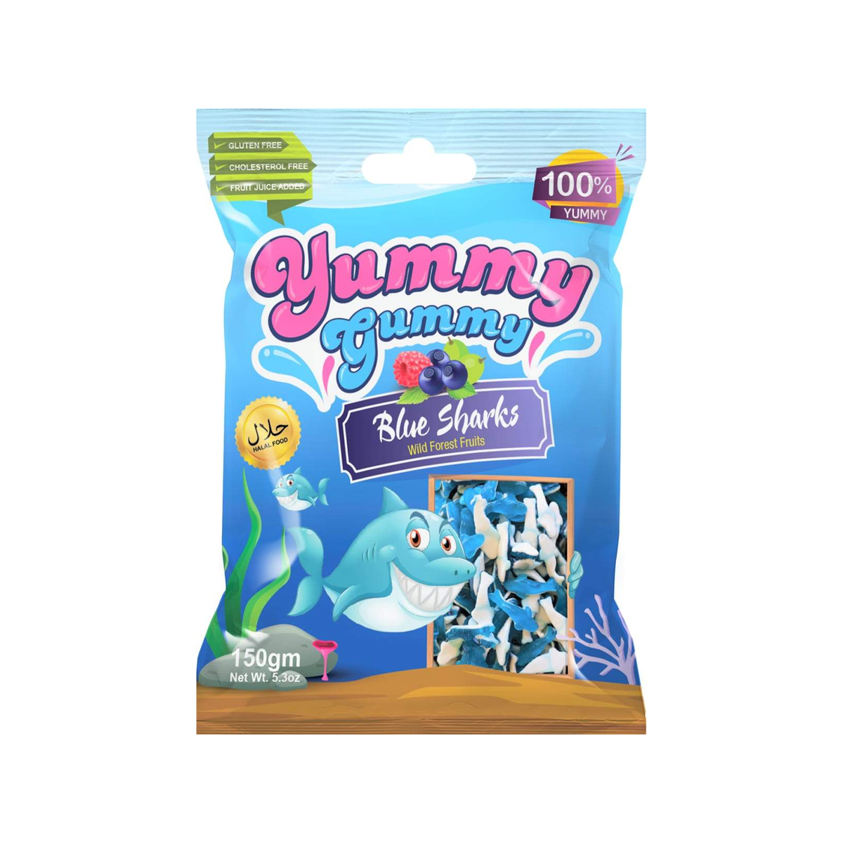 yummy gummy jelly blue sharks 150g – KK Mart