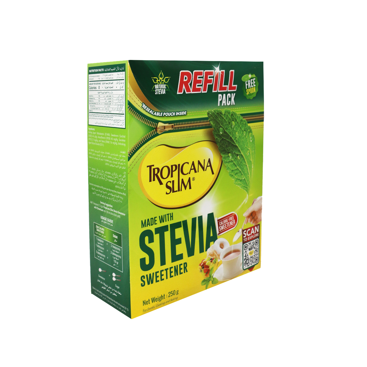 tropicana slim stevia sweetener refill pack 250g – KK Mart