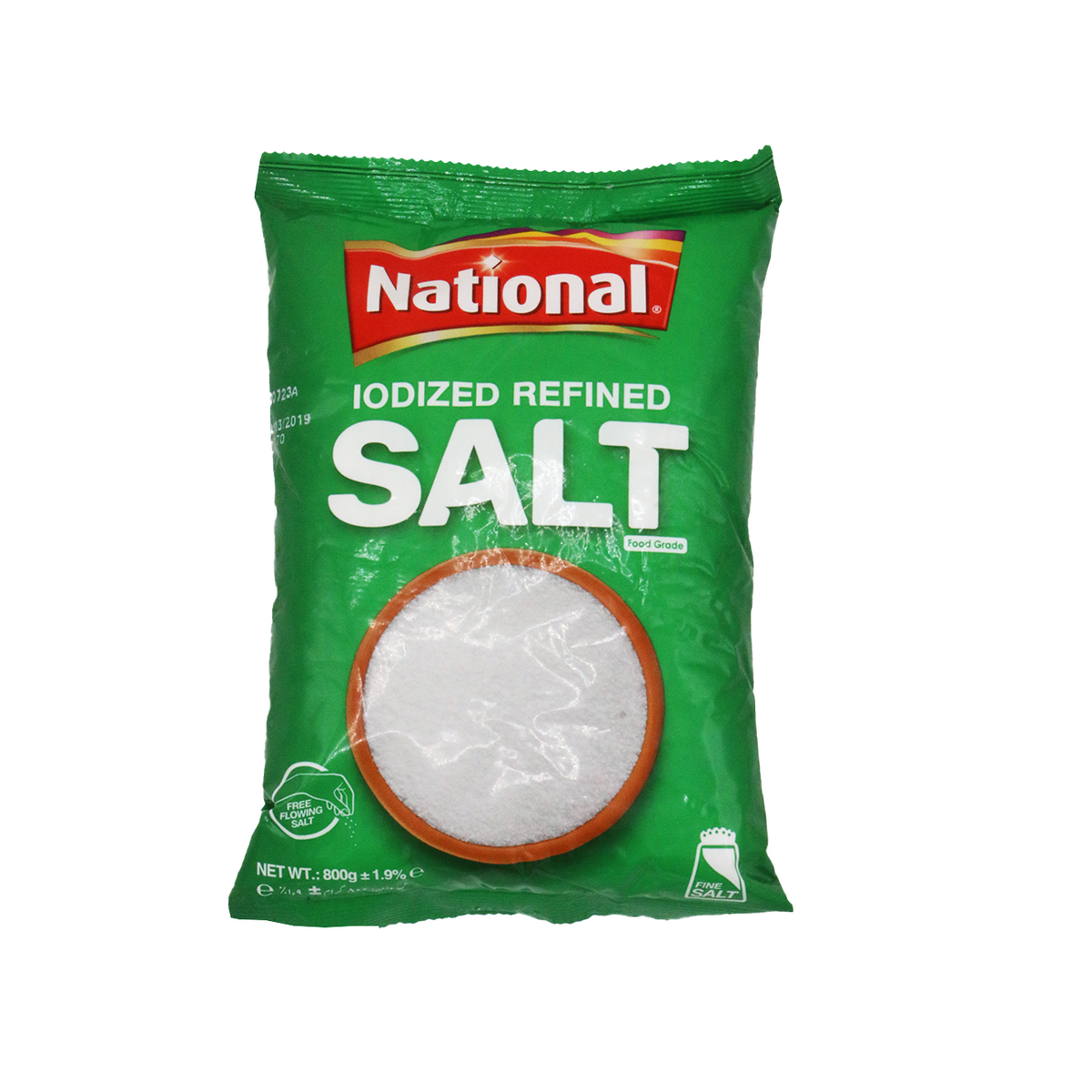 national salt iodized refined 800g green – KK Mart