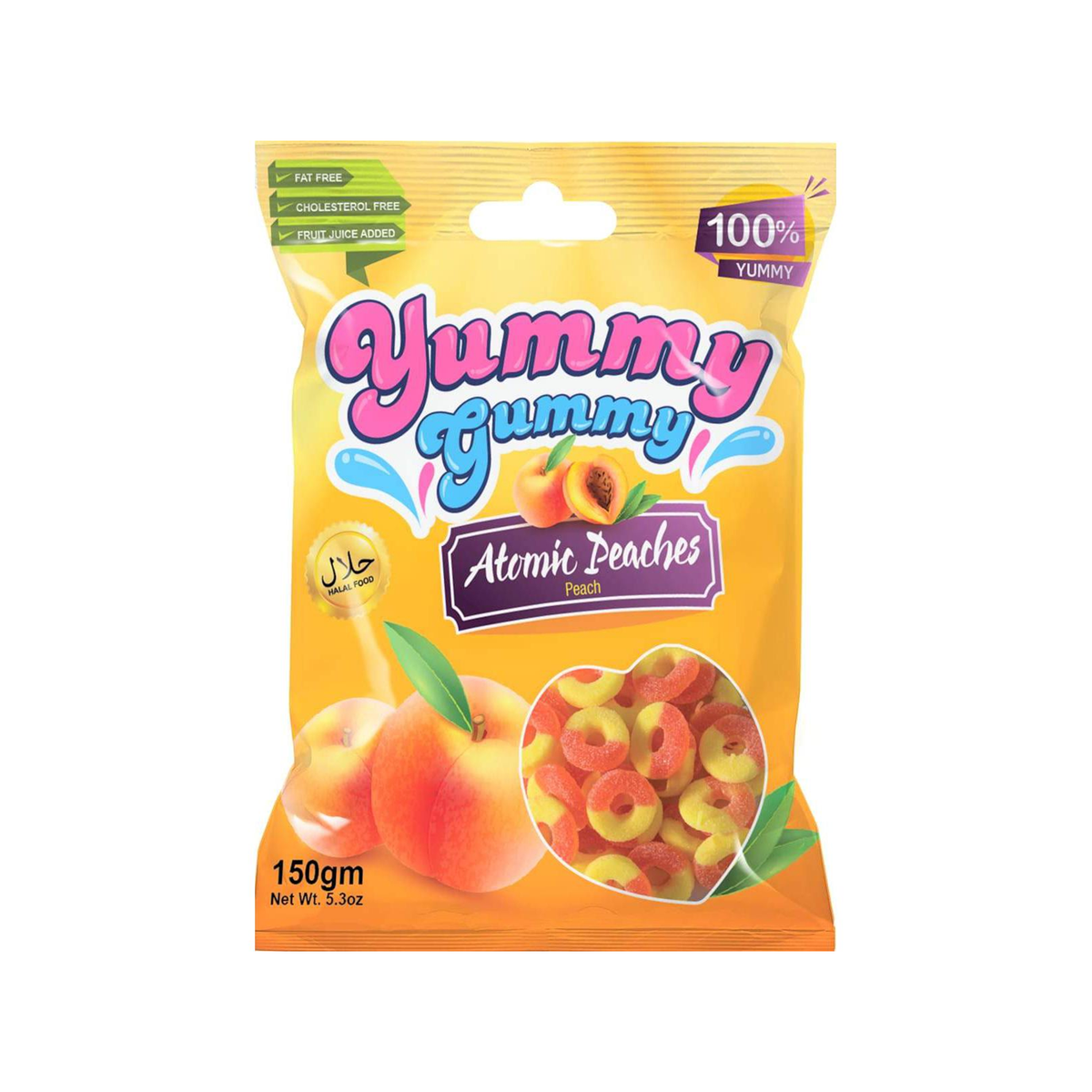 yummy gummy jelly atomic peaches 150g – KK Mart