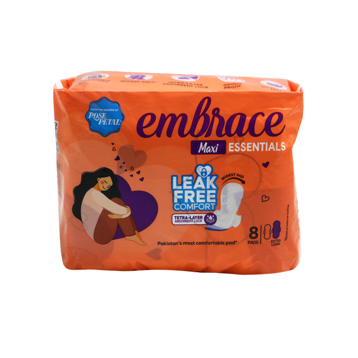 embrace pad maxi essentials extra long 8pc – KK Mart