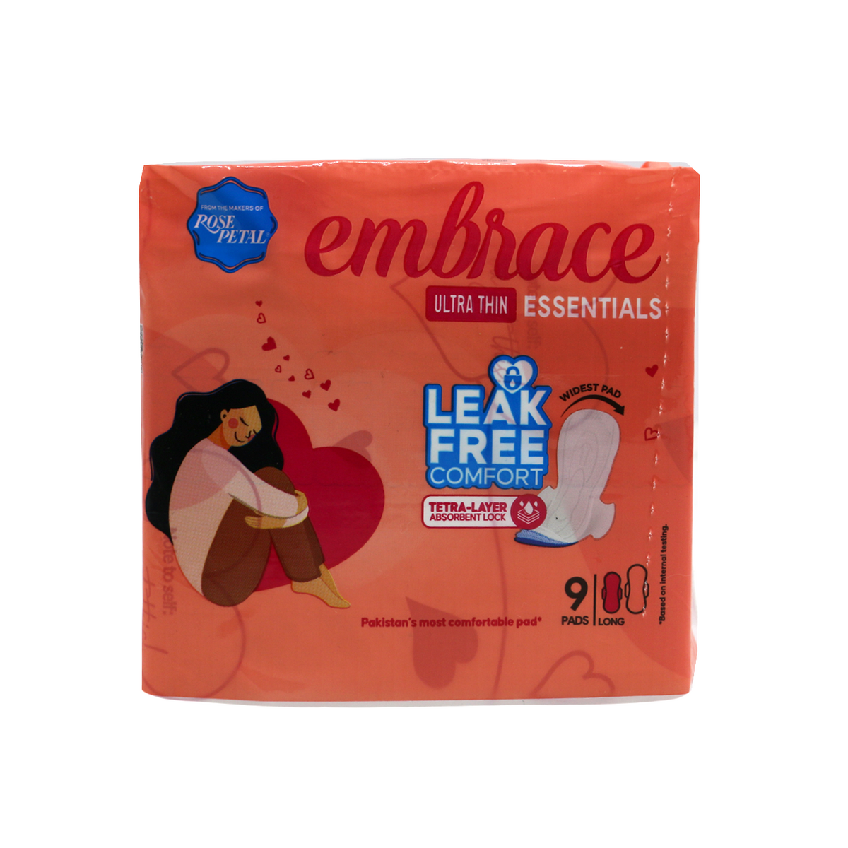 embrace pad ultra thin essentials long 9pc – KK Mart