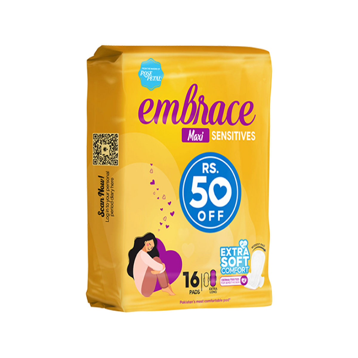 embrace pad maxi sensitives extra long 16pc – KK Mart