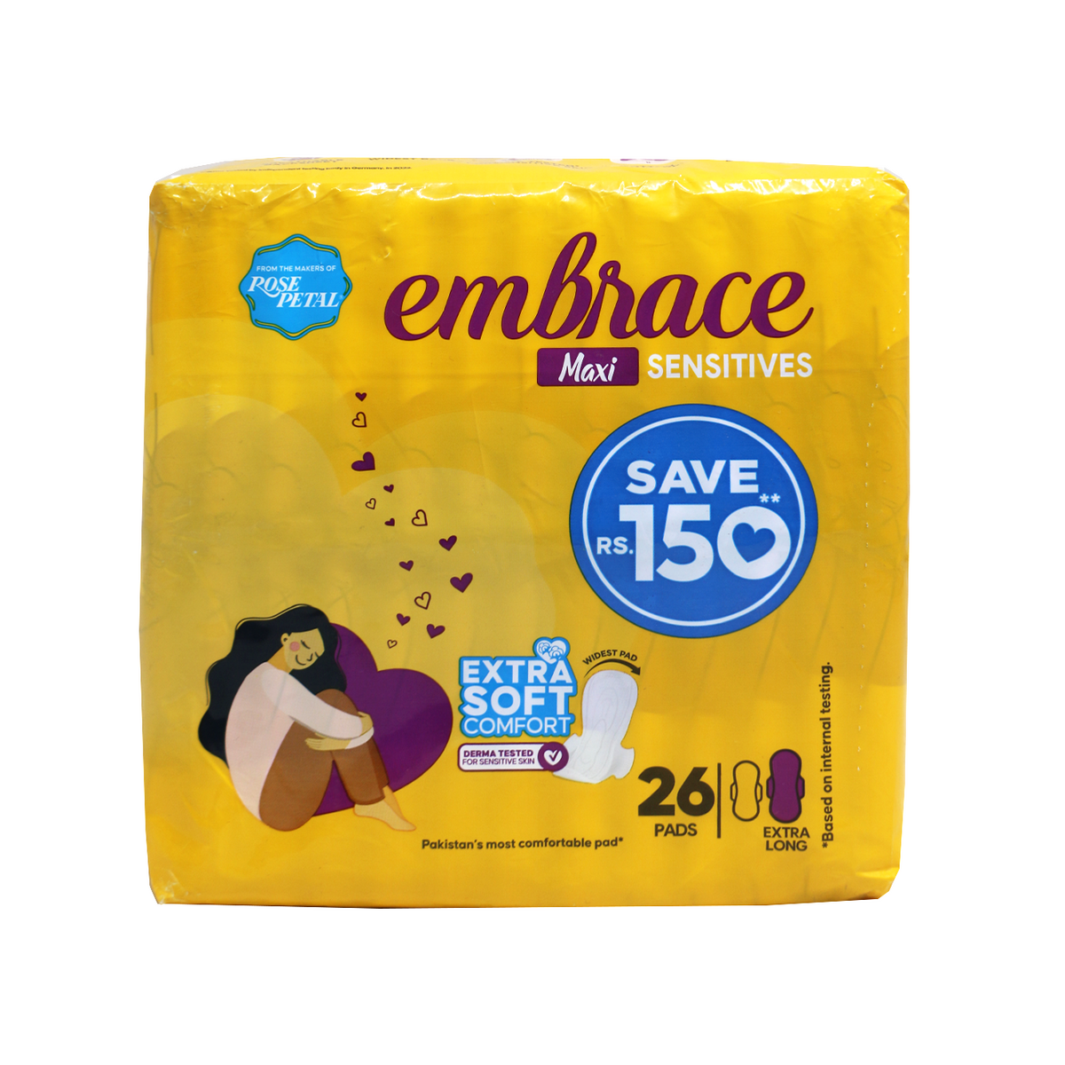 embrace pad maxi sensitives extra long 26p – KK Mart