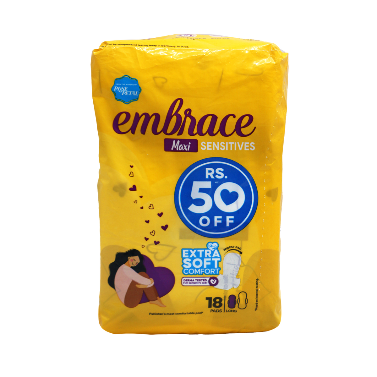 embrace pad maxi sensitives long 18pc – KK Mart