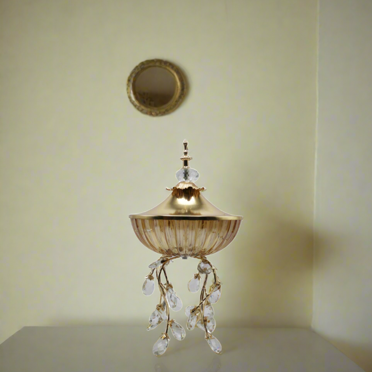 fancy table decaration glass bowl & lid 14"x8" china 0019-31 – KK Mart