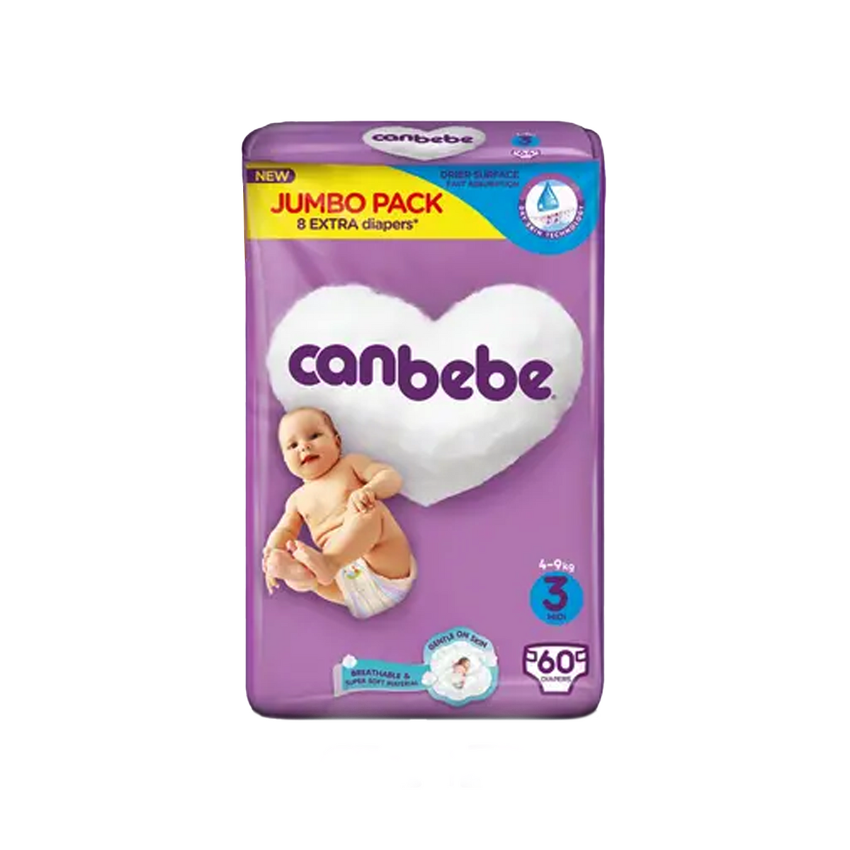 canbebe diaper jumbo pack midi 3 60pc – KK Mart