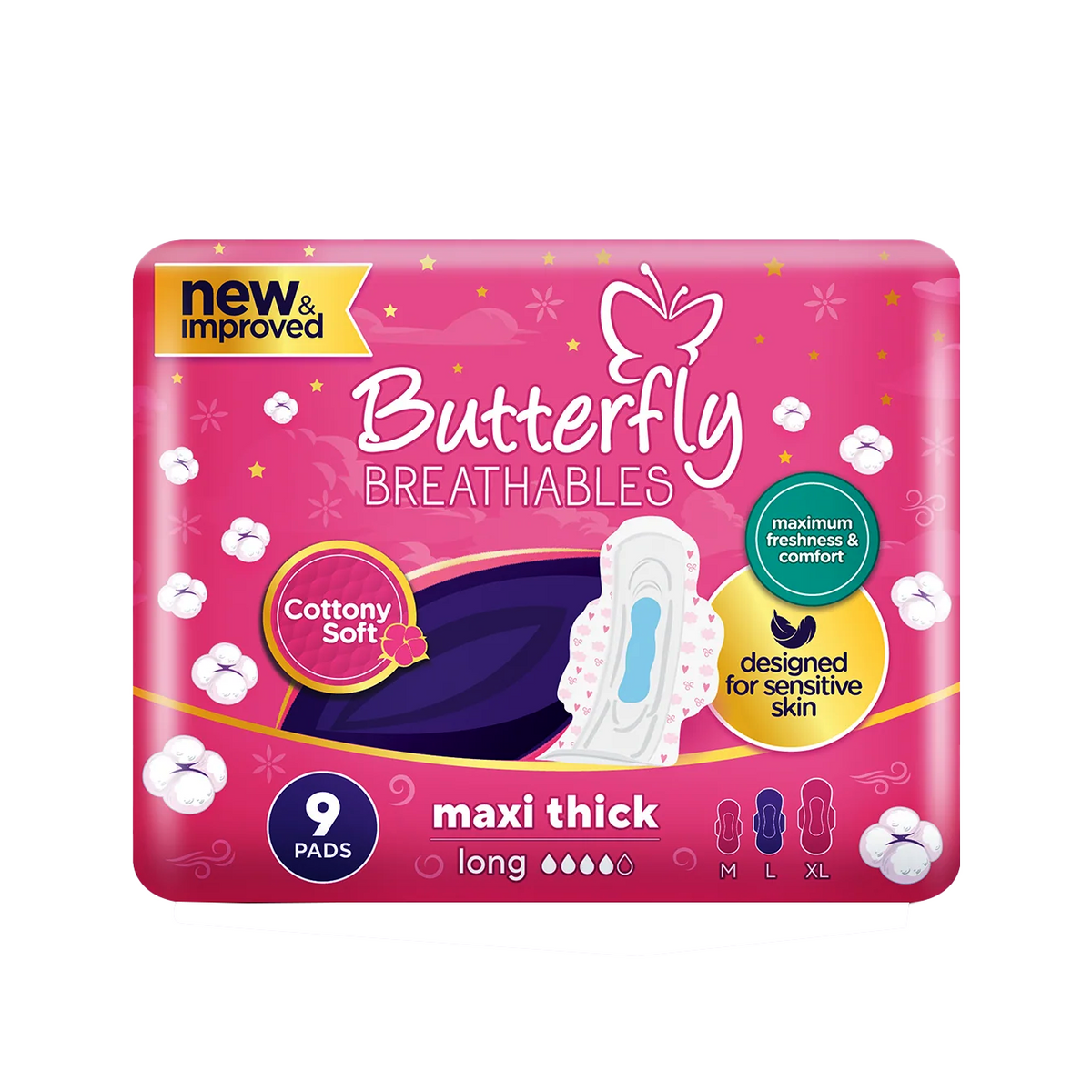 butterfly pad cottony soft maxi thick pink 8pc – KK Mart