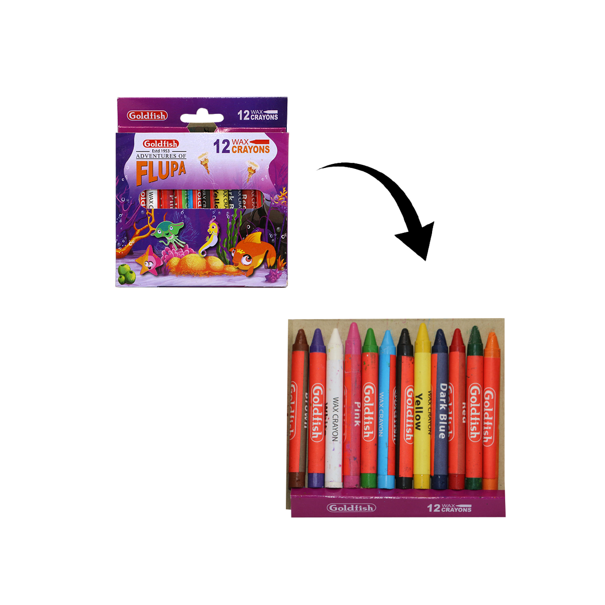 goldfish crayons 12pc small card pack flupa – KK Mart