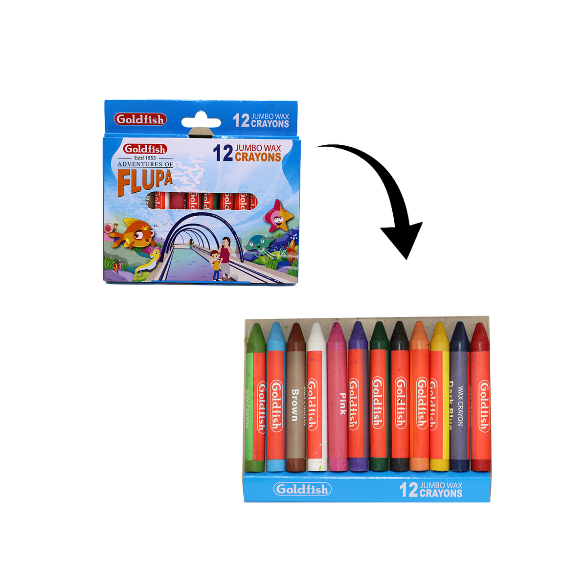 goldfish crayons 12pc large flupa – KK Mart