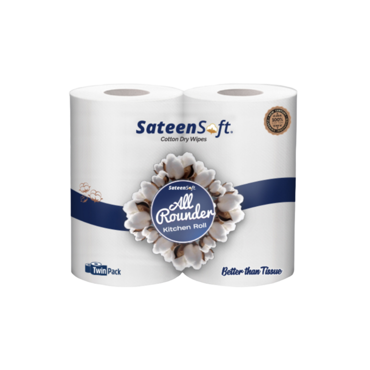 sateen soft tissue cotton kitchen roll all rounder twin pack large – KK ...